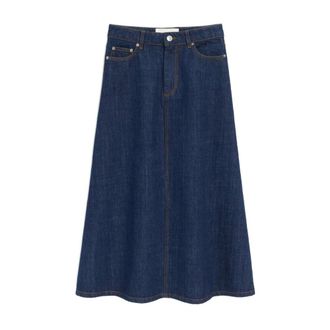 Ami Femme, Jupes, Bleu, Taille: 38 FR Cotton Long Skirt
