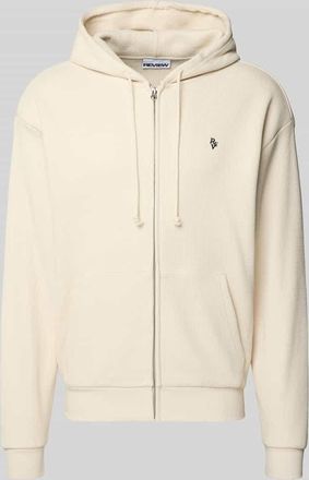 Review Regular Fit Sweatjacke aus Baumwoll-Mix mit Label-Stitching