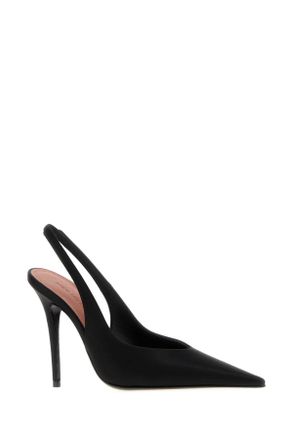 Amina Muaddi Pointed-Toe Slingback Heel - Black