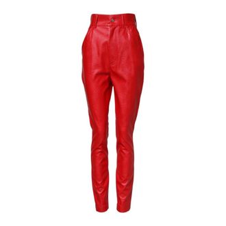 Dolce & Gabbana Tapered Viskose Hose mit Rei&szlig;verschluss - - Trousers - Damen - Rot - S