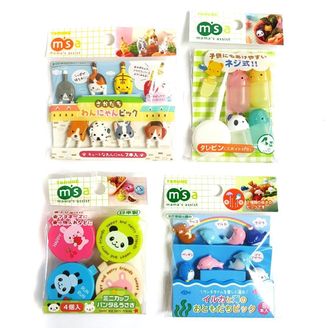 Torune Food Picks Bento Lunch - Sea Animal / Dog and Cat / Mini Container / Soy Sauce Case - 4 Kinds Set (Multi 4pc - A) by Torune