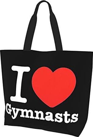 AOOEDM I Love Gymnastics Sac &agrave; provisions r&eacute;utilisable en toile pour dames