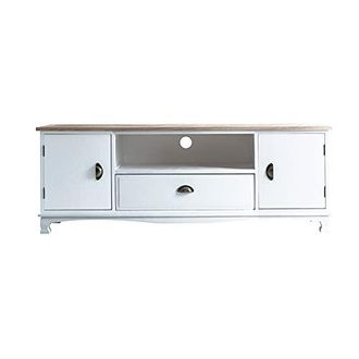 LastDeco Meuble, Bois, Blanc/Naturel, Mueble TV