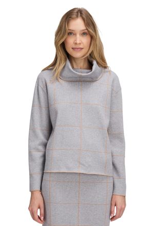Betty Barclay Damen Strickpullover mit Lurexfaden 36, Patch Grey/Beige