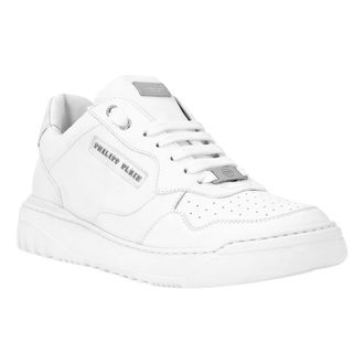 Philipp Plein Femme, Chaussures, Blanc, Taille: 40 EU Baskets Basses en Cuir Nappa avec Lettrage