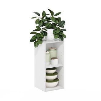 Furinno Fulda 2-stufiges, platzsparendes Aufbewahrungsregal, Bücherregal, 25 cm Breite, Weiß