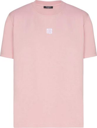 Balmain logo-embroidered T-shirt - Rosa