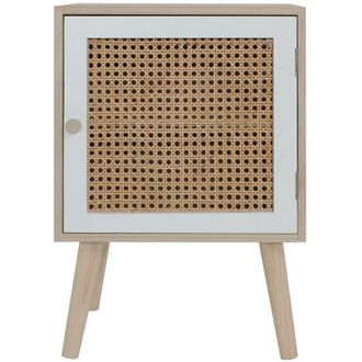 Mobili Rebecca Mobili Rebecca - Rebecca Mobili Petite Table de Chevet avec 1 Porte Bois Naturel Blanc Marron Style Boho
