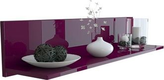 Vladon &Eacute;tag&egrave;re Murale Skadu, Tablette Murale avec Surface de Rangement, m&ucirc;re Haute Brillance (97,5 x 18,5 x 18,5 cm)