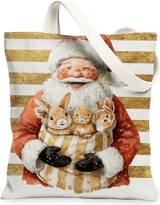 Generic Sac fourre-tout en toile avec motif animal mignon - Sac de courses r&eacute;utilisable - Vacances festives - L&eacute;ger et lavable - Pour les courses, les voyages