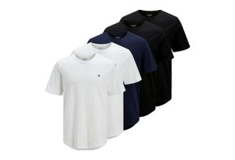 Jack & Jones T-Shirt Tee SS Crew Neck 5PK mit kleinem Logo auf der linken Brust