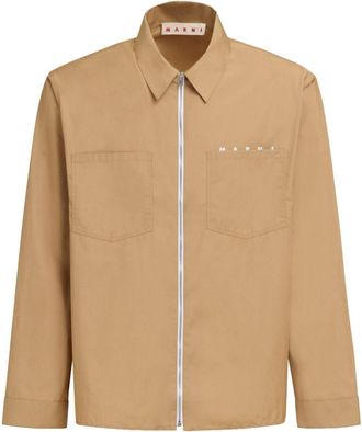 Marni Hemdjacke mit Logo-Print - Nude