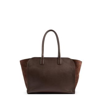 Saison 1865 Sac cabas &agrave; empi&egrave;cement daim en cuir grain&eacute;