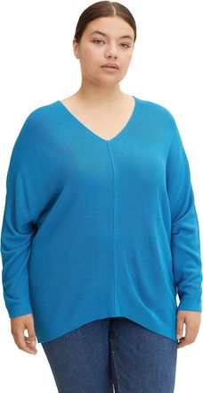 Tom Tailor Damen Plussize Pullover mit Fledermaus&auml;rmeln 1034675, 30095 - Sublime Teal Blue, 48