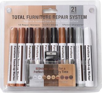 Generico Reparaturmarker aus Holz, 12 Farben, mit integriertem Anspitzer, professionelle Kratzer und Dellen f&uuml;r Tische, Schr&auml;nke, T&uuml;ren, Schreiner, Werkstatt