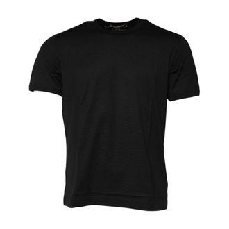 Dolce & Gabbana Schwarzes Logo Print Baumwoll T-Shirt - - Tops - Herren - Schwarzk - S