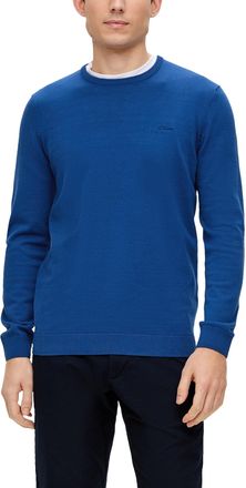 s.Oliver Herren Baumwollpullover - mit Logo-Stickerei & Rundhalsausschnitt