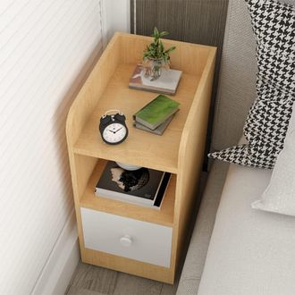 Generic Moderner Weißer Nachttisch Aus Holz Mit Schublade for Schlafzimmer, Wohnzimmer, Hotel, 14 X 8 X 19,6 - Kompakter Beistelltisch(Natural - 1 Drawer,14 L
