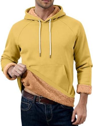 Generic Sweat &agrave; capuche pour homme - Cordon de serrage - T-shirt &agrave; manches longues - Couleur unie - Sweat &agrave; capuche doubl&eacute; - Confortable - Pull en polaire d&eacute;c