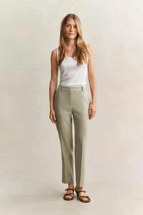 GANT Damen Formelle Stretch-Hose aus Leinen (32) COUNTRY BEIGE