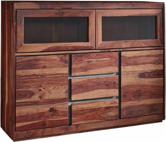 Massivmoebel24 Highboard Sheesham 150x40x115 noble unique lackiert sydney 103