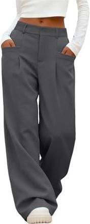 Generic Pantalon de costume pour femme - Pantalon large - D&eacute;contract&eacute; - Taille haute - Avec poches - &Eacute;l&eacute;gant - Pantalon extensible - Pour le bureau, les loisi