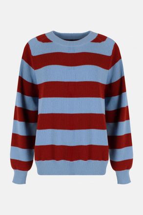 Danef&aelig; Strickpullover Danerelation Damen Hellblau Rot St