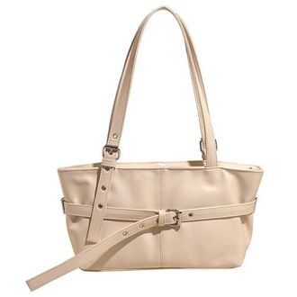 Generic Sac à main élégant en cuir synthétique avec boucle de ceinture pour femme, pour le travail, le bureau, les voyages, blanc, 12.2x4.72x7.87inch