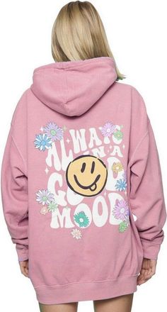 Worldclassca Hoodie Worldclassca Oversized Hoodie GOOD MOOD Kapuzenpullover Sweatshirt PRINT HAPPY ALWAYS IN A GOOD MOOD
