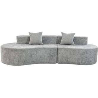 Habitat et Jardin Canap&eacute; virgule en tissu textur&eacute; Avola - 3 places - Gris