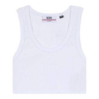 GCDS Logo-Stickerei Crop Top - - Tops - Damen - Wei&szlig; - 2XS