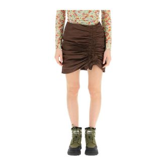 Ganni Mini-jupe fronc&eacute;e marron - Femme - Jupes - Brun - Taille: 36 FR