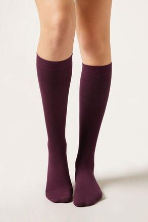 Calzedonia Lange Str&uuml;mpfe Aus Satinierter Baumwolle Bordeaux