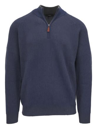 Kinross Cashmere half-zip ribbed sweater - Blau