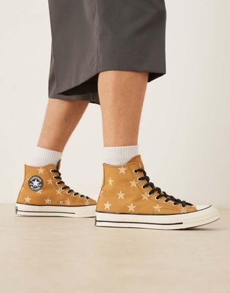 Converse Chuck 70 Hi - Baskets montantes &agrave; imprim&eacute; &eacute;toiles - Marron-Brown