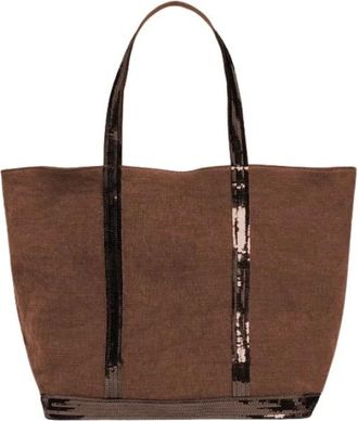 Vanessa Bruno Femme, Sacs, Brun, Taille: ONE Size Linen L Zipped Cabas Tote
