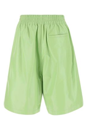 Bottega Veneta Womens Pastel Green Leather Shorts 3516 Exterior: Lamb