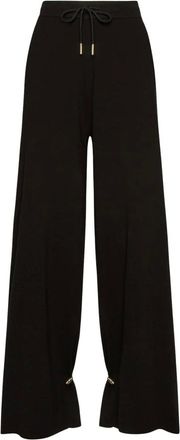 Elena Miro Femme, Pantalons, Noir, Taille: 40 FR Pantalon large en tricot avec bande latérale