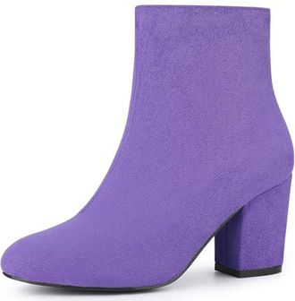 Allegra K Bottines &agrave; talon &eacute;pais &agrave; bout rond pour femme, violet, 40 EU