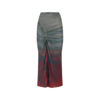 Roberto Cavalli Melierte Midi-Rock mit Raffungsdetail - - Skirts - Damen - Mehrfarbig - M
