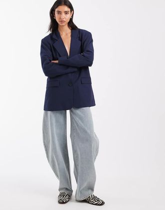 Asos blazer oversize tailleur bleu marine