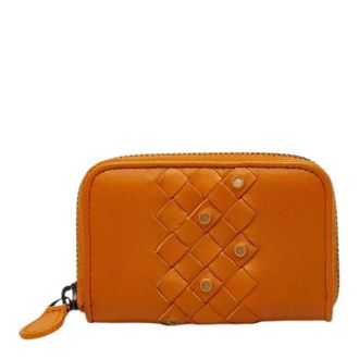 Bottega Veneta Porte-monnaie en cuir Intrecciato Pre-owned - Femme - Pre-owned - Orange - Taille: ONE Size