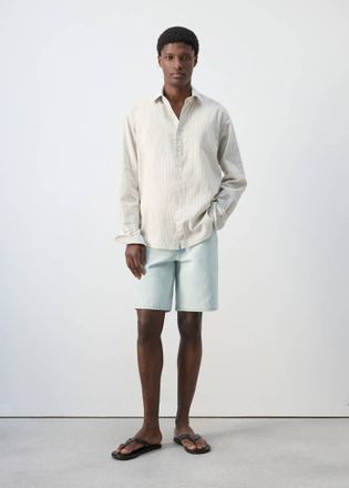 Mango Bermuda en jean droit bleu d&eacute;lav&eacute; - Homme - 38 - MANGO MAN