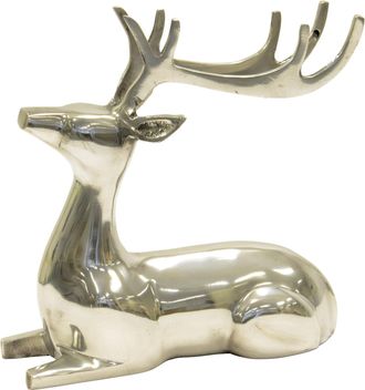 Shine Deko Hirsch liegend Figur poliertes Aluminium 25x10x25 cm