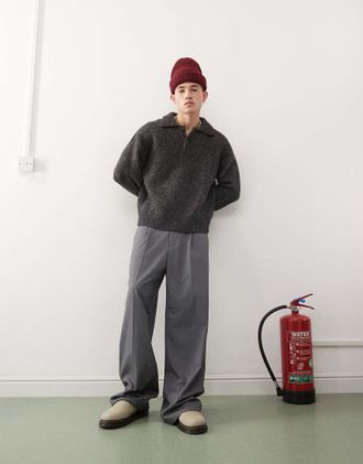 Weekday Uno - Locker geschnittene, elegante Hose in Grau meliert