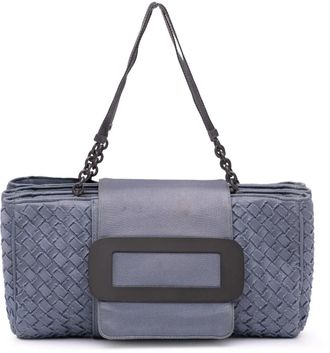 Bottega Veneta Crossbody Bags - Canvas Intrecciato Buckle Flap Handbag - Gr. unisize - in Blau - f&uuml;r Damen