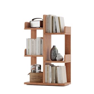 Generic Eck-B&uuml;cherregal aus massivem Holz mit 3 bis 5 Etagen, kreativ gebogenes vertikales B&uuml;cherregal, Aufbewahrungsregal for B&uuml;cher und Zeitschriften(Color 