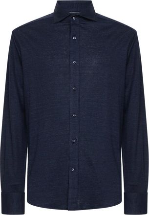 Brunello Cucinelli Homme, Chemises, Bleu, Taille: L Chemise en jersey &agrave; col italien