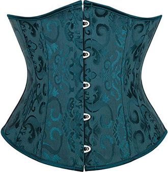 Grebrafan Corset et Broderies Serre Taille Gothique Femme (EUR(42-44) 3XL, Vert Foncé)
