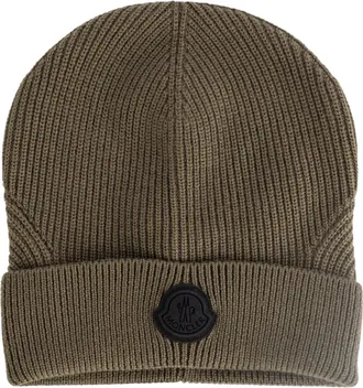 Moncler Homme, Accessoires, Vert, Taille: ONE Size Bonnet en laine c&ocirc;tel&eacute;e
